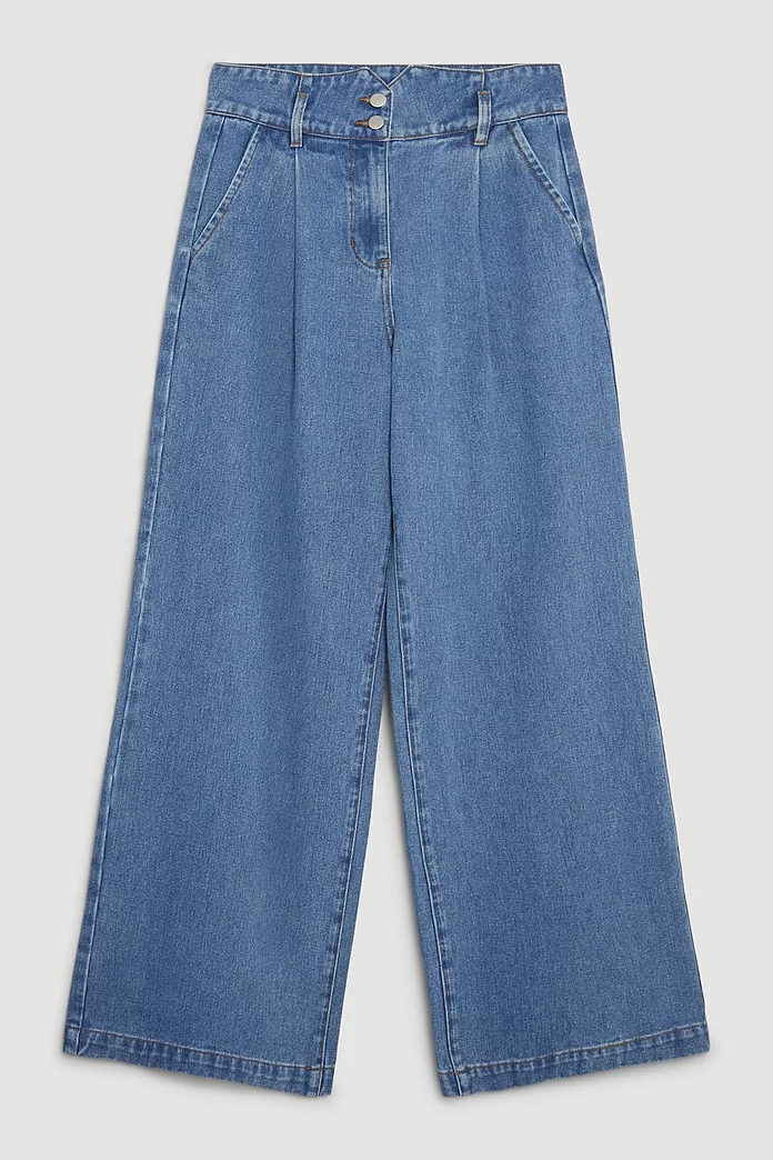 Petite Denim Indigo Wide Leg Pants | Karen Millen Petite Denim Indigo Wide Leg Pants | Karen Millen
